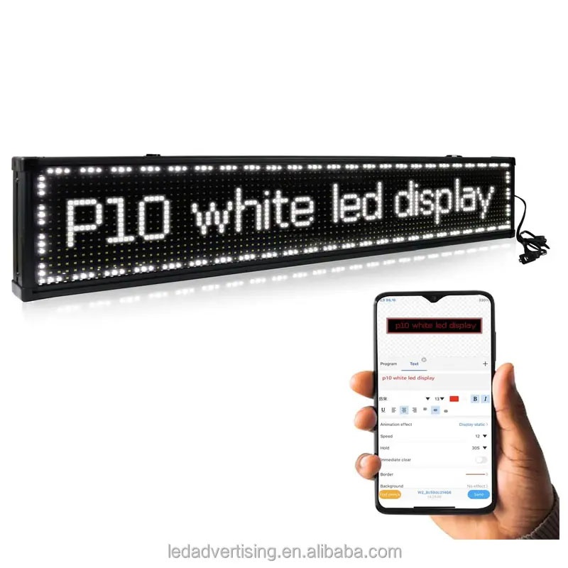 Led Display P10 Sign With WiFi Control,White Color Led Sign Scrolling ...